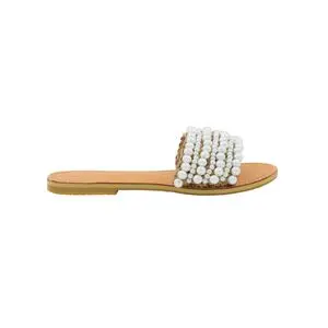 OHSUN Neutrals Jolie Raffia & Pearl Slides