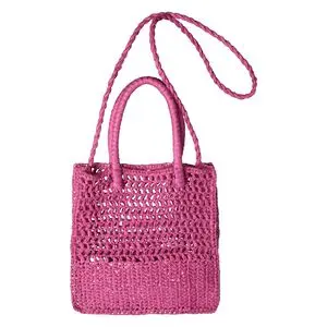 2KSTYLE Monica Small Woven Raffia Tote Bag - Pink