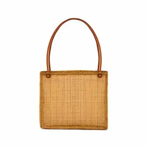OHSUN Neutrals Beth Mesh Rattan & Leather Handbag - Black