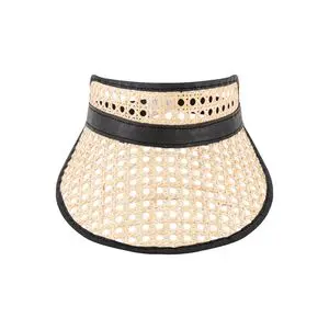 OHSUN Handwoven Rattan And Leather Visor - Black