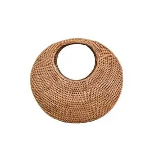 OHSUN Neutrals Maxine Rattan Beach Bag Chestnut - Brown