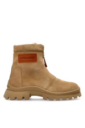 Dsquared2 Dsquared2 Suede Ankle Boots With Front Zipper Brown