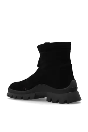 Dsquared2 Ankle" Suede Leather Zip-up Boots With Chunky Lug Sole - Black