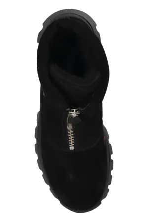 Dsquared2 Ankle" Suede Leather Zip-up Boots With Chunky Lug Sole - Black