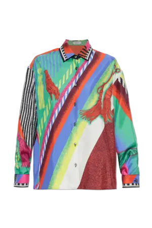 Versace Versace Multicolor Silk Shirt With Geometric Print Multicolour