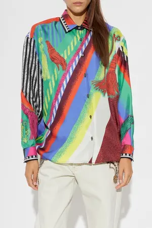 Versace Multicolor Silk Shirt With Geometric Print - Multicolour