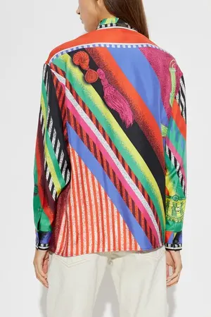 Versace Multicolor Silk Shirt With Geometric Print - Multicolour