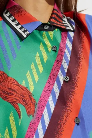 Versace Multicolor Silk Shirt With Geometric Print - Multicolour