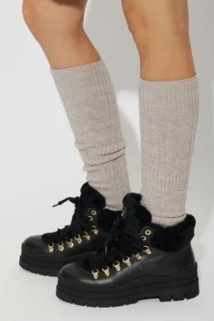 Bogner Leather Lace-up Fur-trimmed Snow Boots