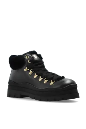 Bogner Leather Lace-up Fur-trimmed Snow Boots