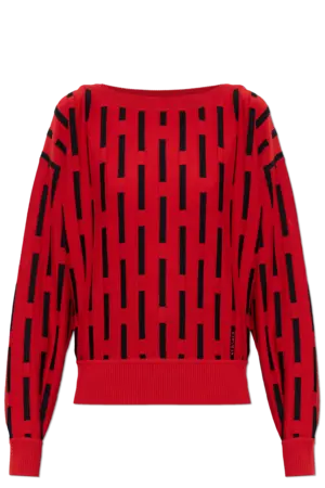 Versace Geometric Stripe Wool Sweater - Red
