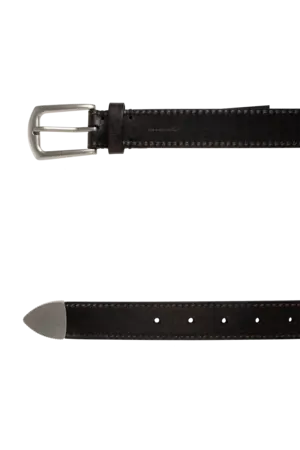 ALLSAINTS Wide Leather Belt With Silver Buckle