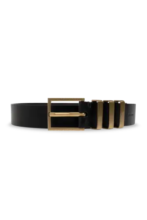 ALLSAINTS Wide Leather Belt With Antique Gold-tone Buckle - Black
