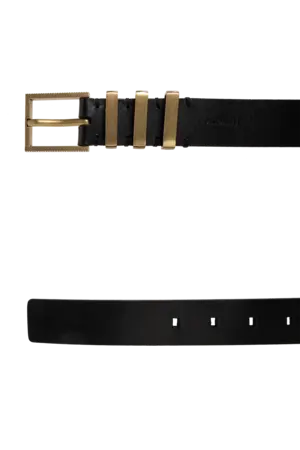 ALLSAINTS Wide Leather Belt With Antique Gold-tone Buckle