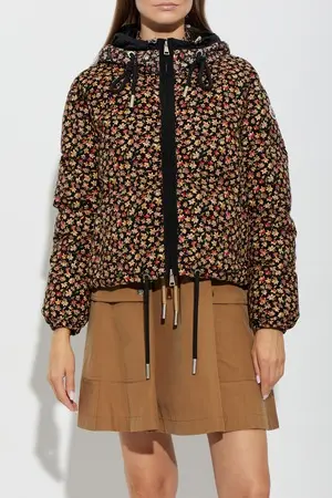 Moncler Becfigue Floral Print Down Puffer Jacket - Orange