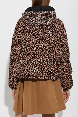 Moncler Becfigue Floral Print Down Puffer Jacket - Orange