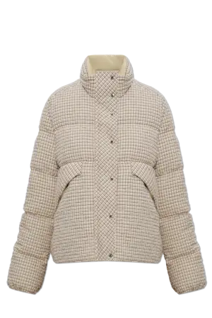 Moncler Moncler Cloante Quilted Down Jacket With Plaid Pattern Beige