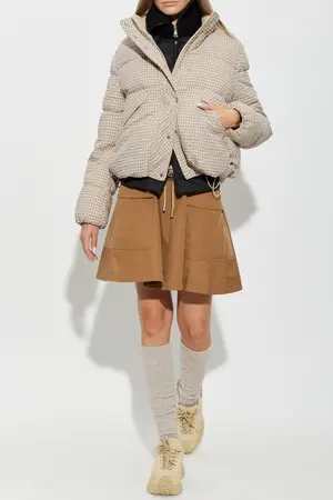 Moncler Cloante Quilted Down Jacket With Plaid Pattern - Beige