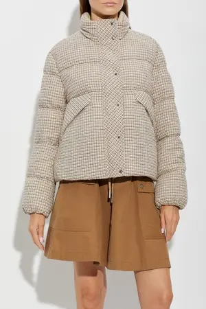 Moncler Cloante Quilted Down Jacket With Plaid Pattern - Beige