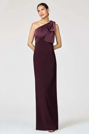 Sachin & Babi One Shoulder Column Gown - Malbec