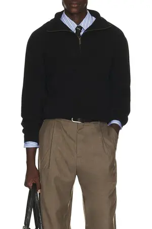 Saint Laurent Ribbed Zip Neck Sweater