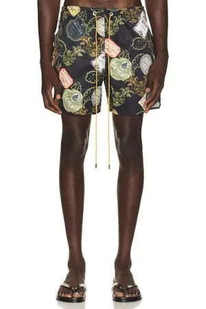 Rhude Vin Bandana Print Swim Shorts - Black & Multi
