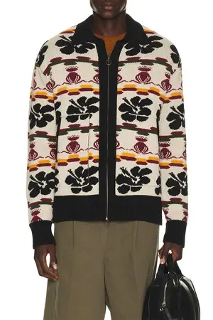 NICHOLAS DALEY Hibiscus Zip-up Cardigan