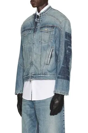 Balenciaga Motorcycle Denim Jacket - Dark Blue