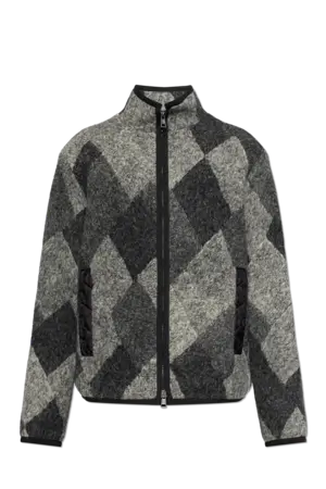 Moncler Cardigan With Logo Patch - Grey