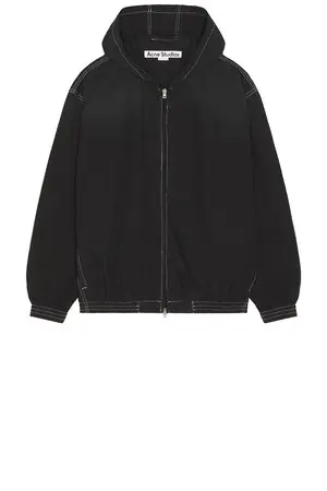 Acne Studios Olandina Soft Cotton Poplin Zip Up Hooded Jacket