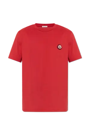 Moncler T-shirt With Logo Patch - Red