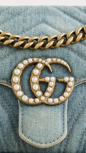 Shopbop Gucci Denim Matelasse Marmont Flap Bag