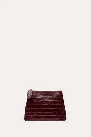 LIFFNER Zip Clutch Burgundy Croc