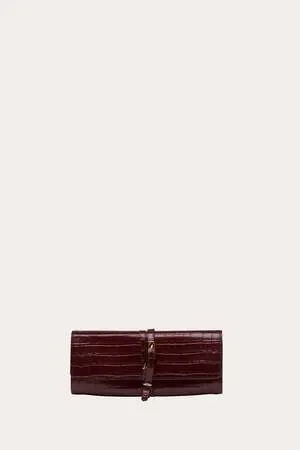 LIFFNER Belted Clutch Burgundy Croc - Red