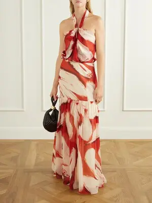 ANDRES OTALORA Un Martini Floral-print Chiffon Maxi Dress