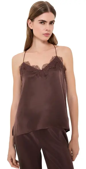 Cami Nyc Racer Silk Charmeuse Camisole - Chocolate