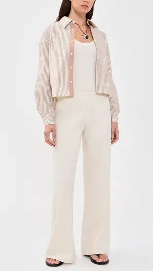 LA LIGNE Colby Poplin Wide Leg Pants - Bone