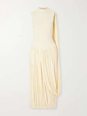ABADIA Abbaia Bamboo Asymmetrical Draped Midi Dress