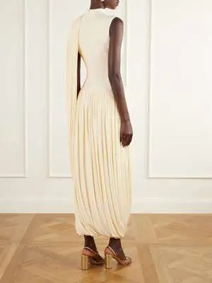 ABADIA Abbaia Bamboo Asymmetrical Draped Midi Dress