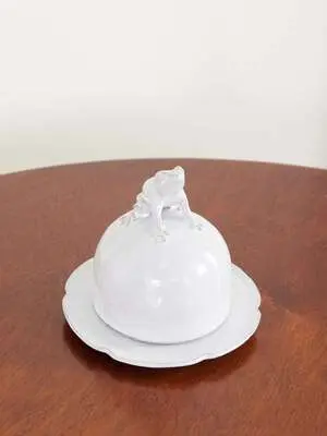 ASTIER DE VILLATTE Small Porcelain Butter Dish With Frog Finial