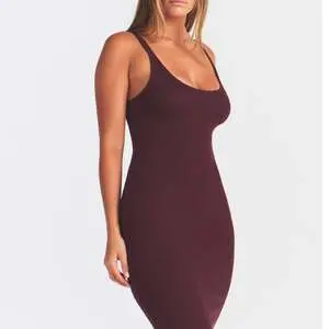 SKIMS Tank Midi Dress | Red | | Cotton Rib