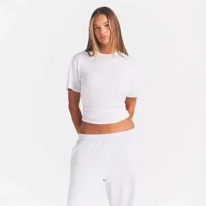 SKIMS Knot Back T Shirt | White | | Worn In Jersey