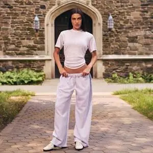 SKIMS Knot Back T Shirt | White | | Worn In Jersey