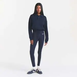 SKIMS Polo Sweatshirt | Blue | | Cotton Fleece - Navy