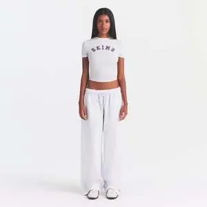 SKIMS Cotton Fleece Oversized Straight Leg Pants - Light Heather Grey