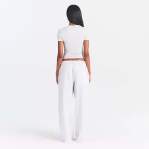SKIMS Cotton Fleece Oversized Straight Leg Pants - Light Heather Grey