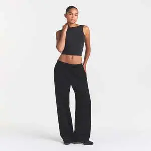 SKIMS Cotton Fleece Oversized Straight Leg Pants - Onyx