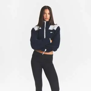 SKIMS Boxy Zip-up Faux Shearling Jacket - Navy