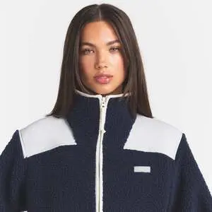 SKIMS Boxy Zip-up Faux Shearling Jacket - Navy