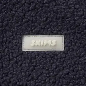SKIMS Boxy Zip-up Faux Shearling Jacket - Navy